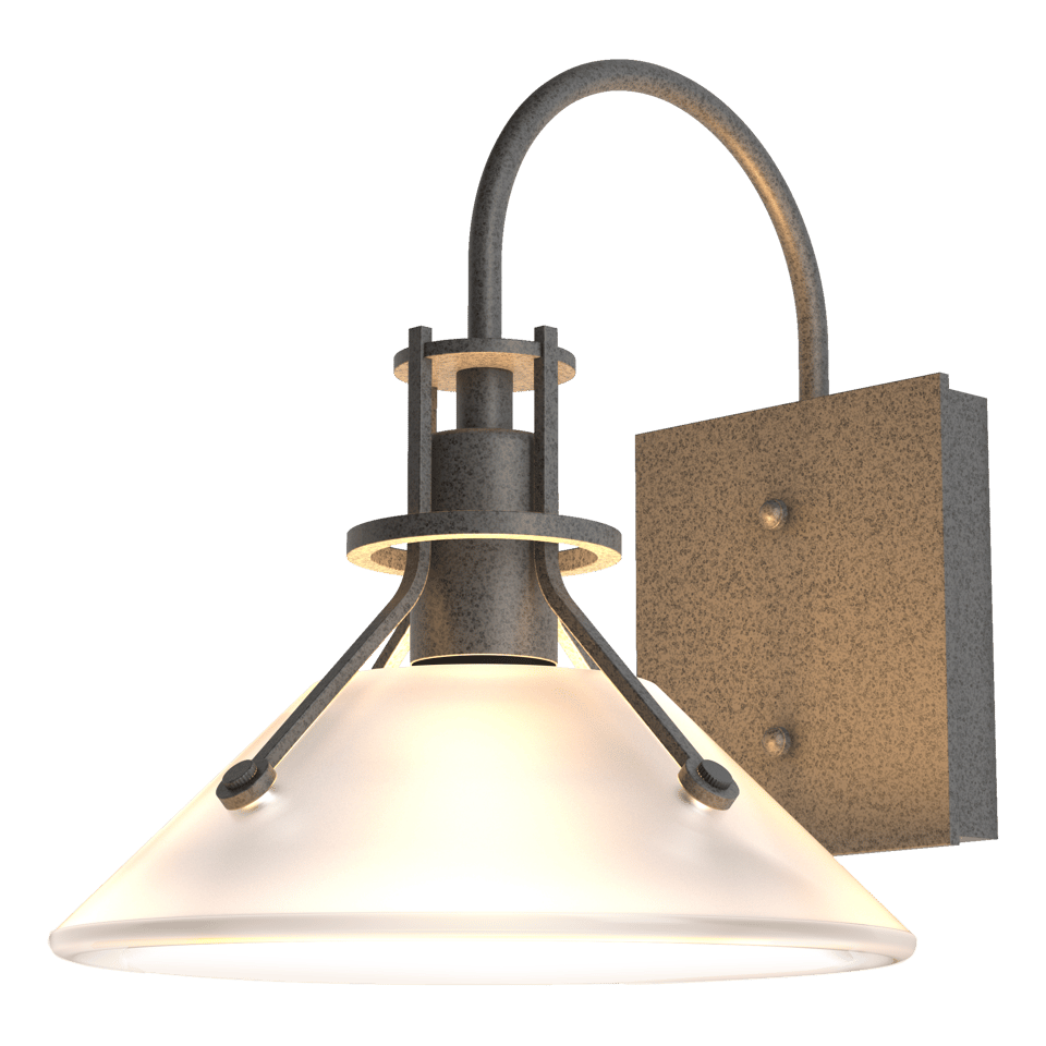 Henry Small Glass Shade Outdoor Sconce - Natural Iron - Frosted Glass ...